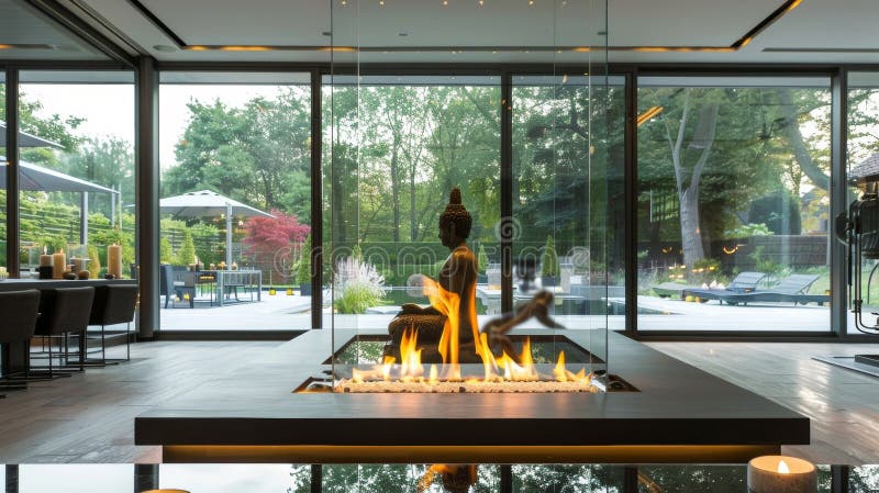 Soft Flickering Flames Dance within the Sleek Glassencased Fireplace ... Soft Flickering Flames Dance within the Sleek Glassencased Fireplace ...