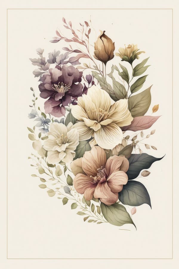 Soft Floral Border for Invitations and Scrapbooking. Stock Image ...