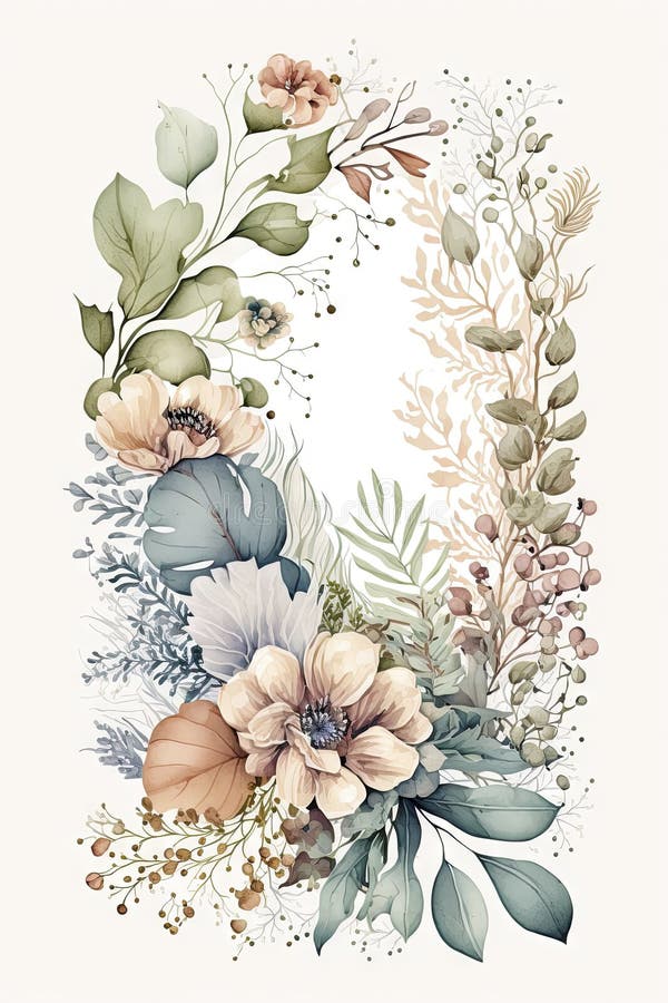 Soft Floral Border for Invitations and Scrapbooking. Stock Photo ...