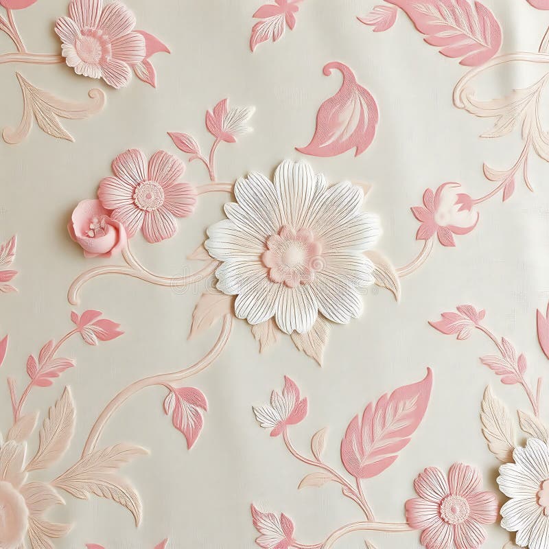 A Soft Floral Damask with Intricate Textures and Pastel Hues Stock ...