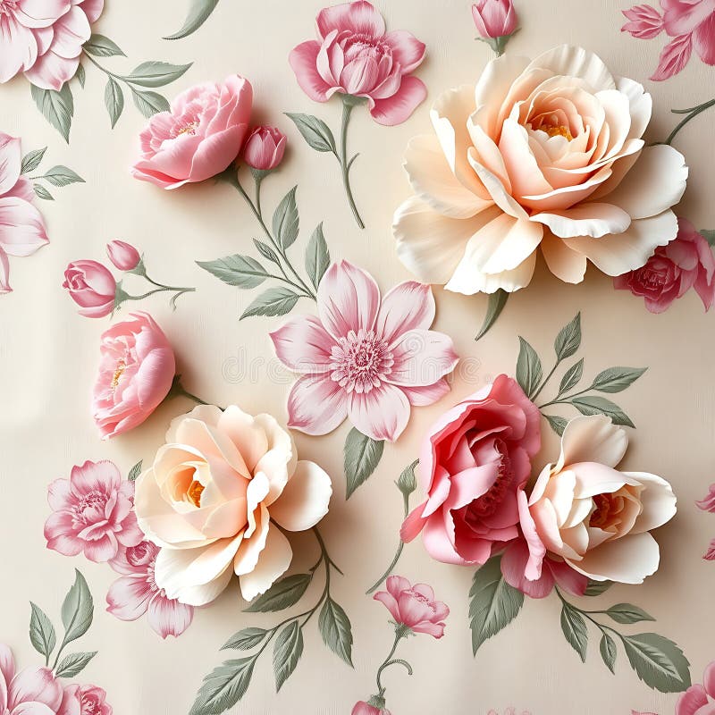 A Soft Floral Damask with Intricate Textures and Pastel Hues Stock ...