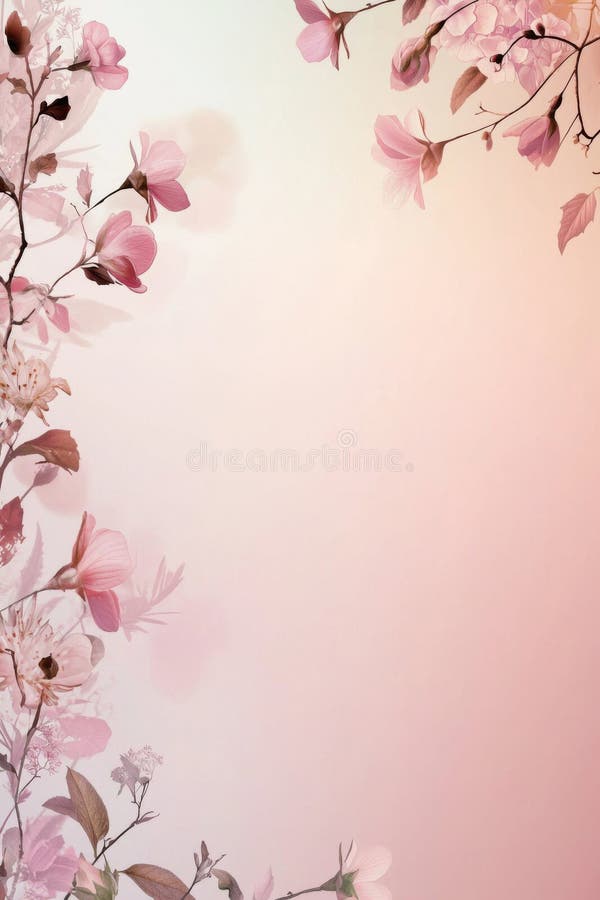 Soft Floral Design with Pink Blossoms on Pastel Gradient Background ...