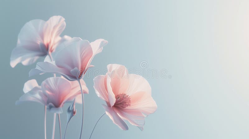 Soft Floral Minimalist Designs , Pastel 3D Art Stock Illustration ...