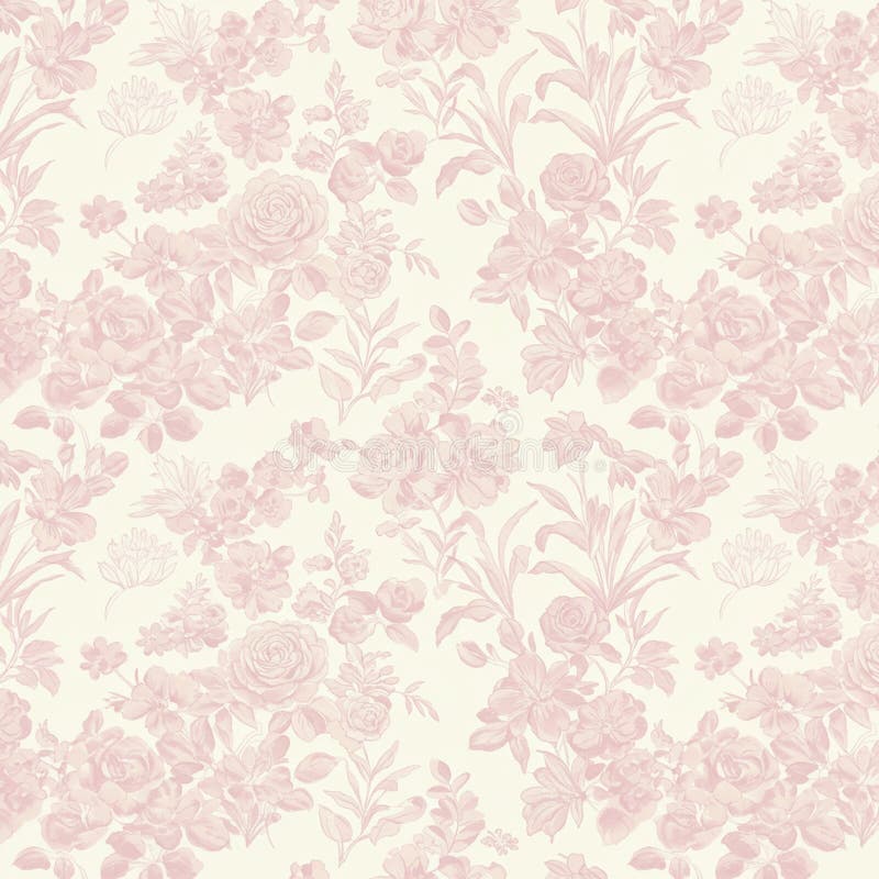 Soft Floral Pattern Featuring Delicate Pink Roses and Various Flowers ...