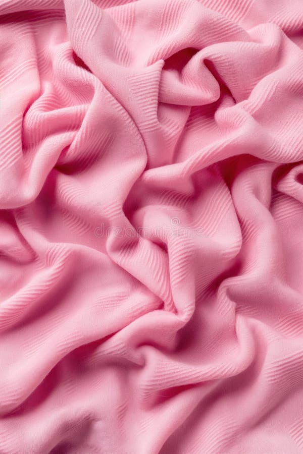 Pink Fabric Texture Pattern Close-up. Soft Flowing Crumpled Pink ...