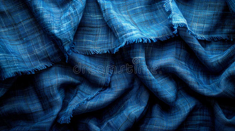 Textured Deep Blue Fabric with Intricate Woven Patterns Stock ...