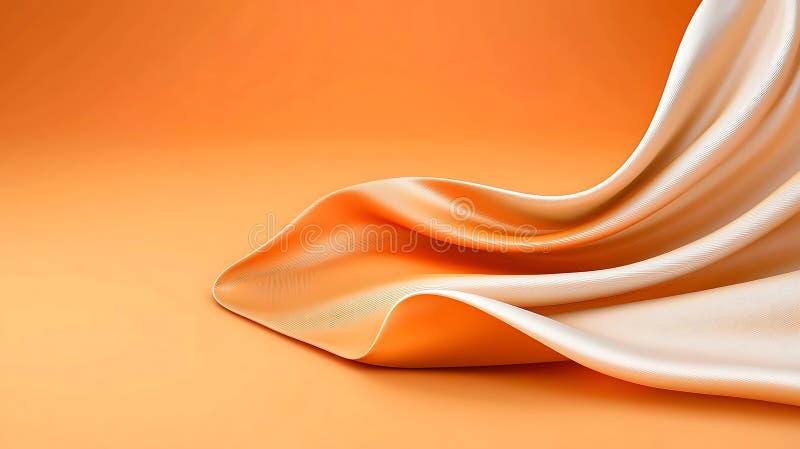 Soft Flowing Fabric with Smooth Texture in Warm Orange and Cream Colors Creating Bright Elegant ...