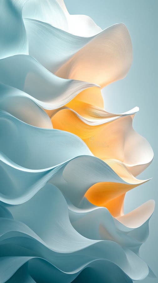 Soft, Flowing Layers of Pale Blue and Warm Yellow Create an Abstract ...