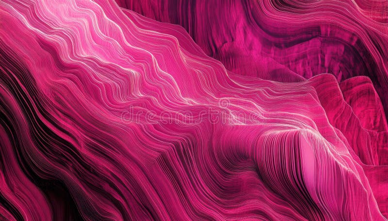 Abstract Pink Wave Patterns in Layered Rock Formations during Sunset ...