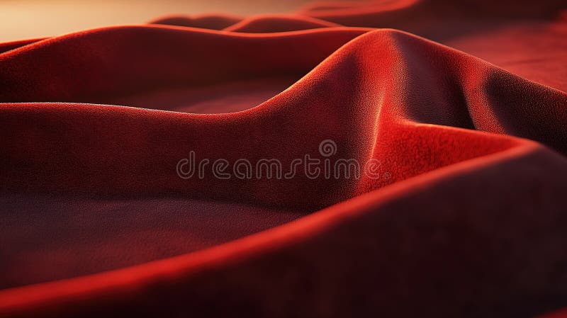 Soft, Flowing Red Fabric Draped Elegantly Under Warm Light, Capturing ...