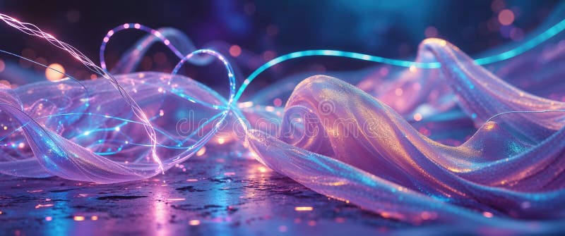 Soft, Flowing Textures Blend with Glowing Lines, Creating a Captivating ...