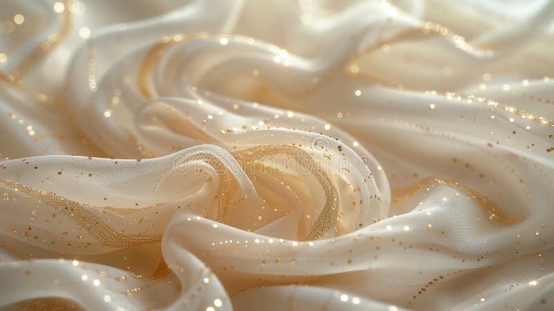 Soft, Flowing White Fabric Adorned with Delicate Golden Sparkles ...