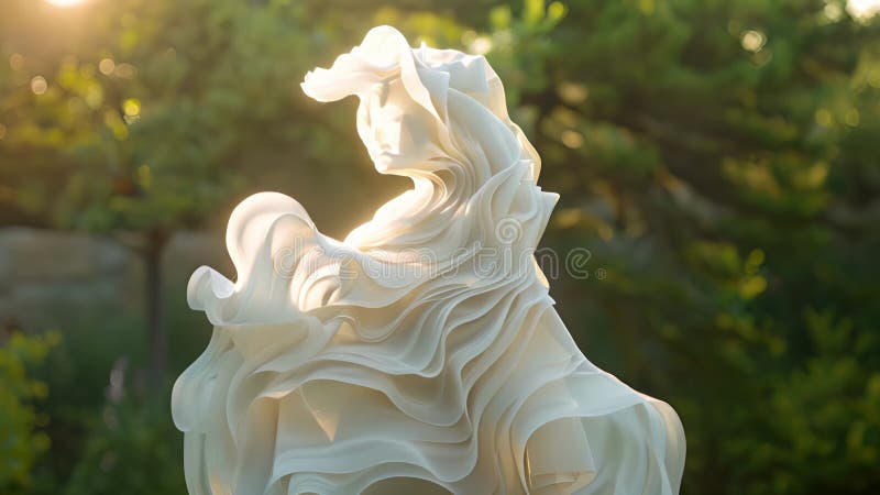 Soft Flowy Fabric Cascades Down the Sides of the Sculptures Bringing ...