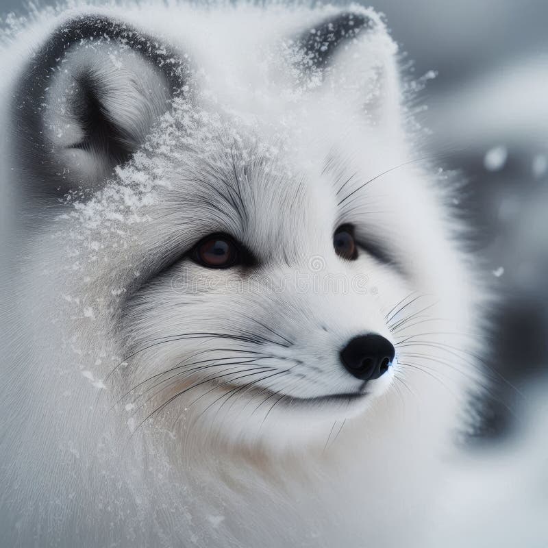 A Soft and Fluffy Arctic Fox Stock Illustration - Illustration of cute ...