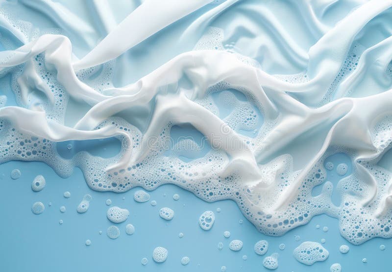 Soft and Fluffy Bubbles on a Wavy Blue Background Stock Illustration ...