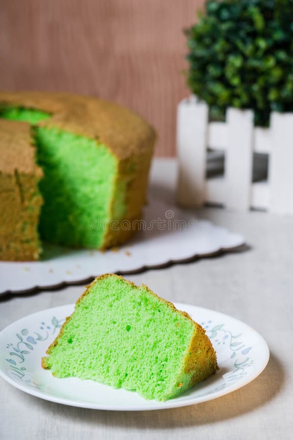 Buko pandan chiffon cake stock photo. Image of airy - 141547602