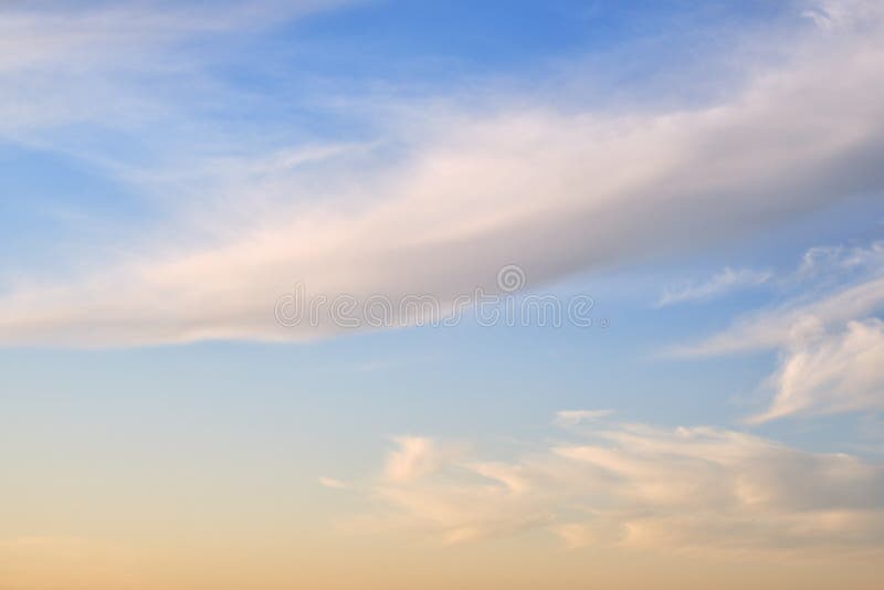 Soft Fluffy Clouds on the Warm Sunset Sky, Background Stock Image ...