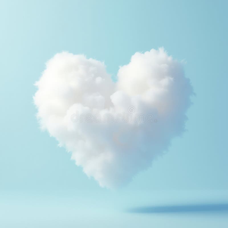 A Soft, Fluffy Heart-Shaped Cloud Floating in the Middle of a Pale Blue ...