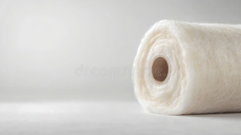 Soft and Fluffy Material Roll Displayed on a Clean Surface in a Well ...