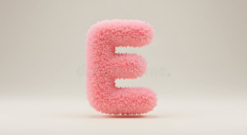 Soft and Fluffy Pink Letter E Surrounded by a Warm Neutral Background ...