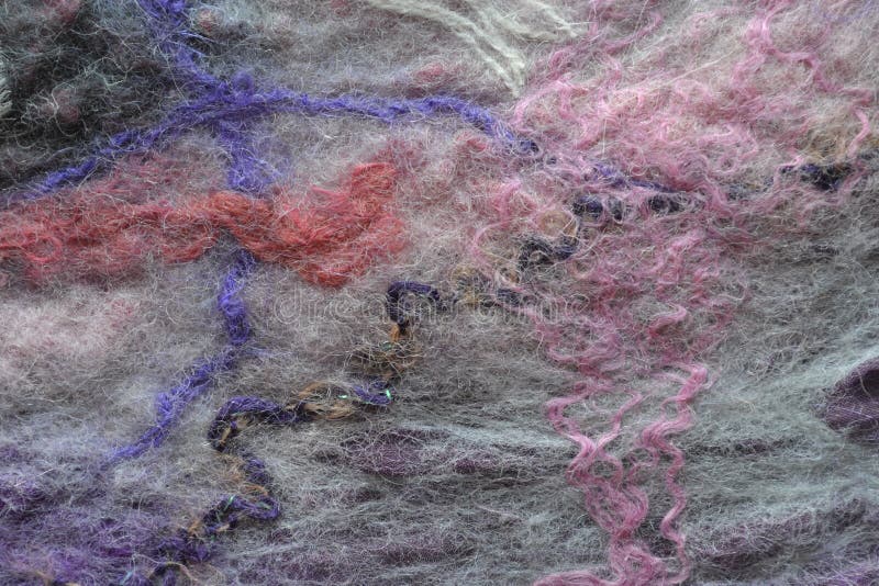 Soft Fluffy White Wool Interwoven Colorful Threads Stock Image - Image ...