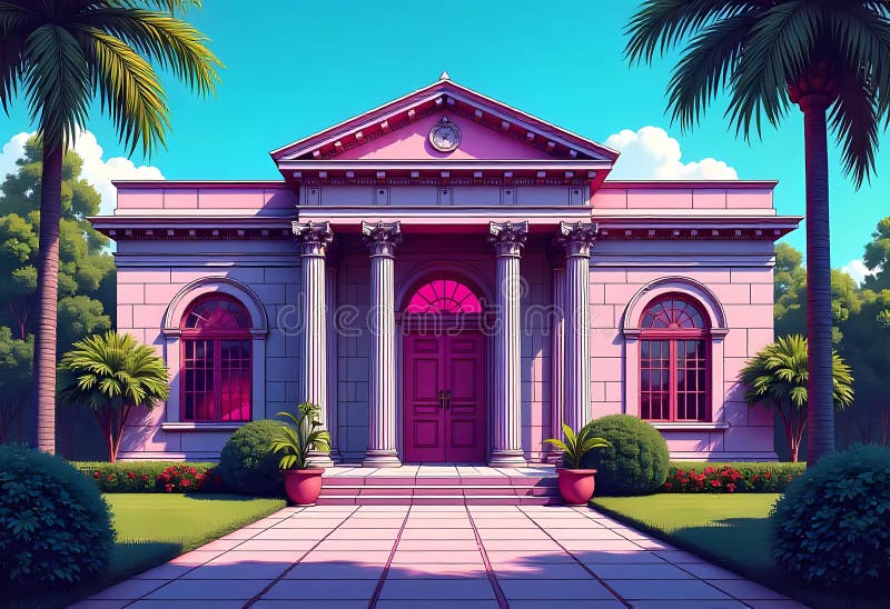 Cartoon Illustration of Classical Building Model Isolated on White ...