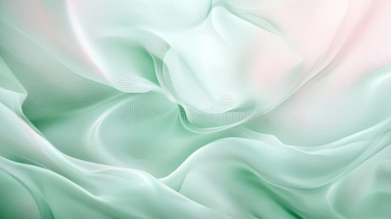 Soft Fluid Waves of Mint Green and Light Pink Flowing Gently Together ...