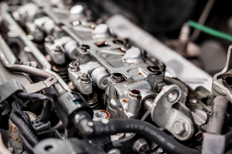 Soft Focus of Automobile Valve System of Car Engine Maintenance Stock ...