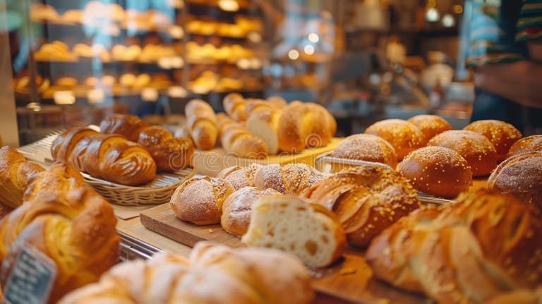 Soft-focus Bakery Backdrop Featuring Artisanal Breads and Cozy Interior ...