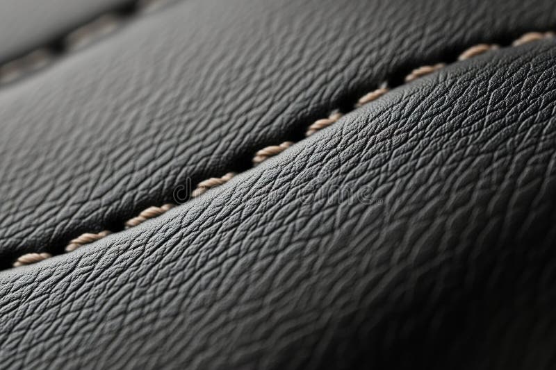 Soft-focus Black Leather Texture Featuring Subtle Raised Stitching ...