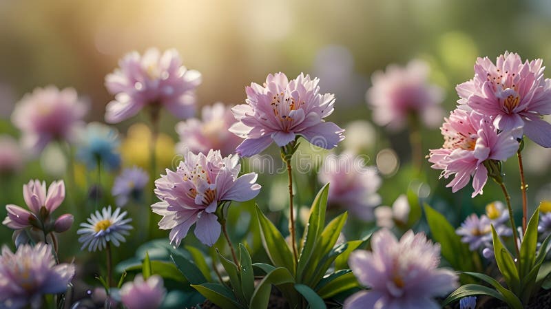 A Soft-focus Bokeh Background with Pastel Spring Flowers Stock ...