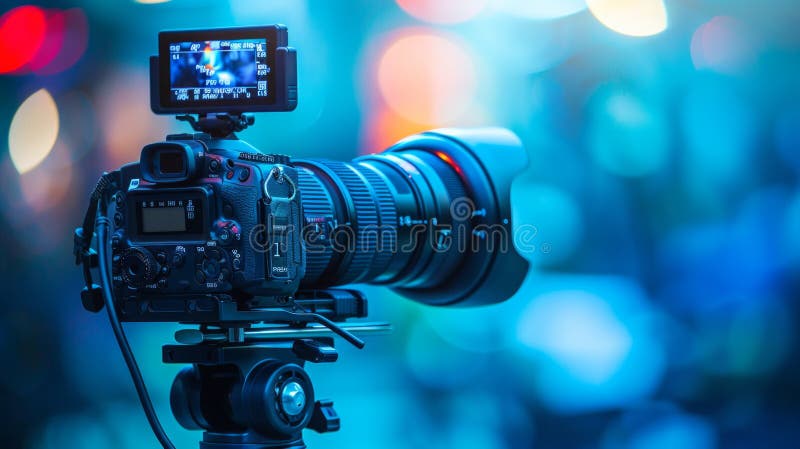 Soft Focus Camera on Tripod on Blurred Background Stock Photo - Image ...