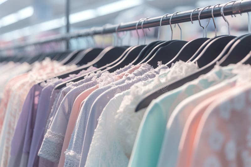 Soft Focus on Clothes Hanging Selective Focus in a Store Stock ...