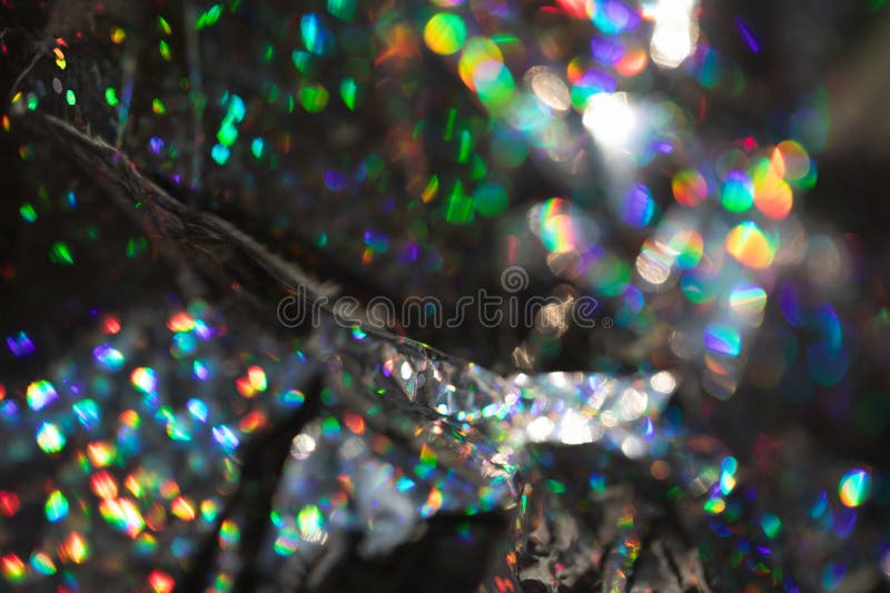 Soft Focus, Crumpled Holographic Metallic Foil, Shimmering in Different ...