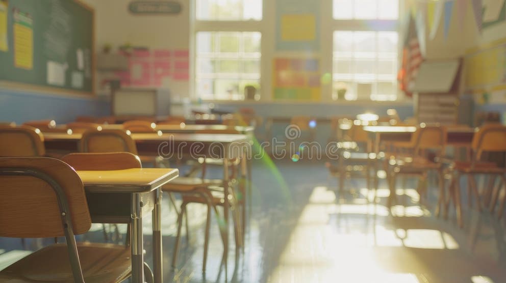 Soft Focus on Empty Desks in an Elementary School Classroom Evokes ...