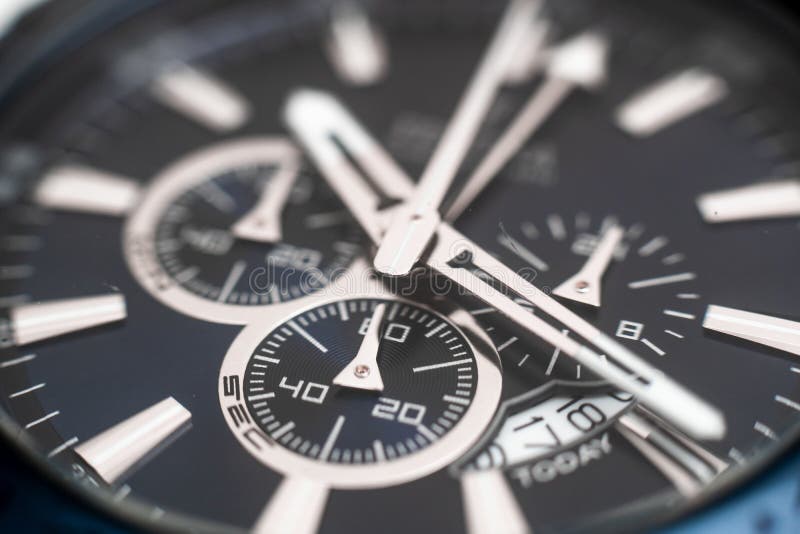 Soft Focus of the Face of a Watch with Different Dials Stock Photo ...