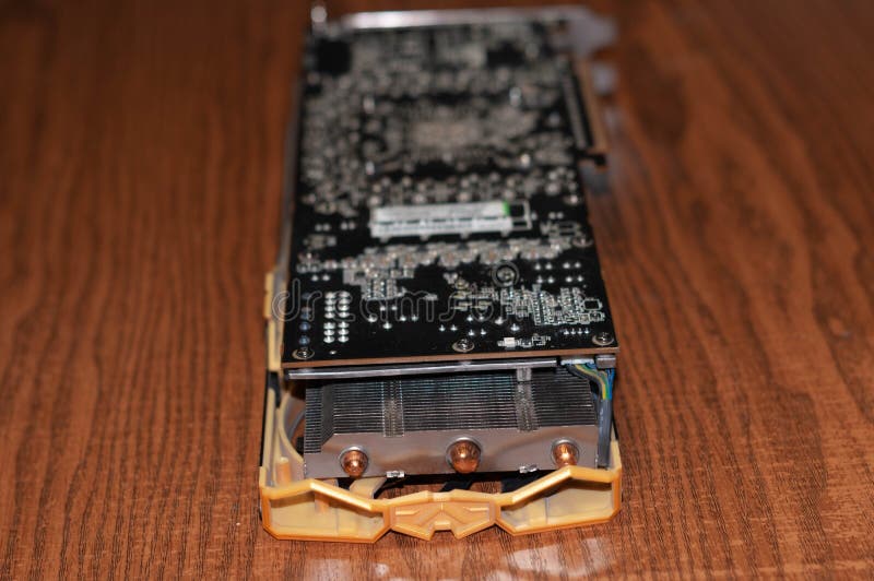 Disassembled Graphics Card for Computer on Wooden Surface Stock Image ...