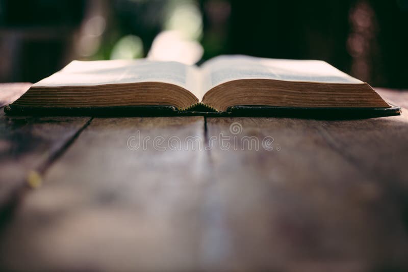 Soft Focus the Holy Bible on Wood Table with Copy Space.christian ...