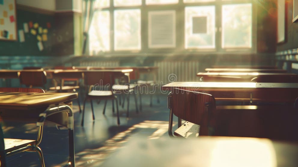 Soft Focus Image of an Empty Elementary School Classroom, Evoking ...