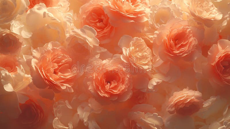 A Soft Focus Image of Peach Colored Roses Stock Illustration ...