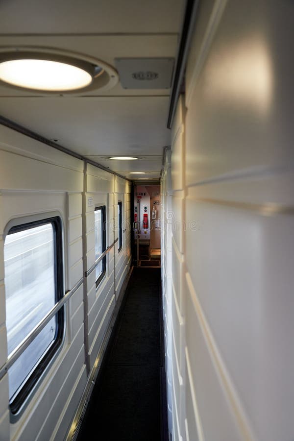 Corridor of the Old Train Compartment Stock Image - Image of corridor ...