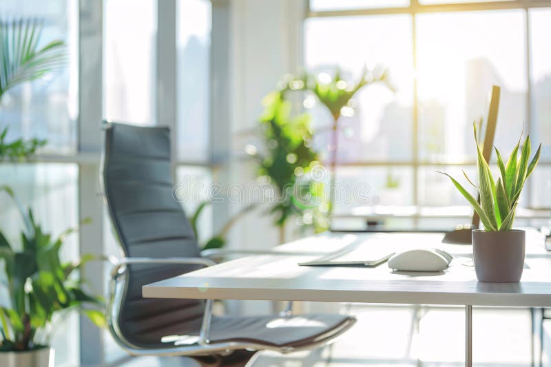 Soft Focus on Modern Executive Office Interior, Showcasing a Clean and ...