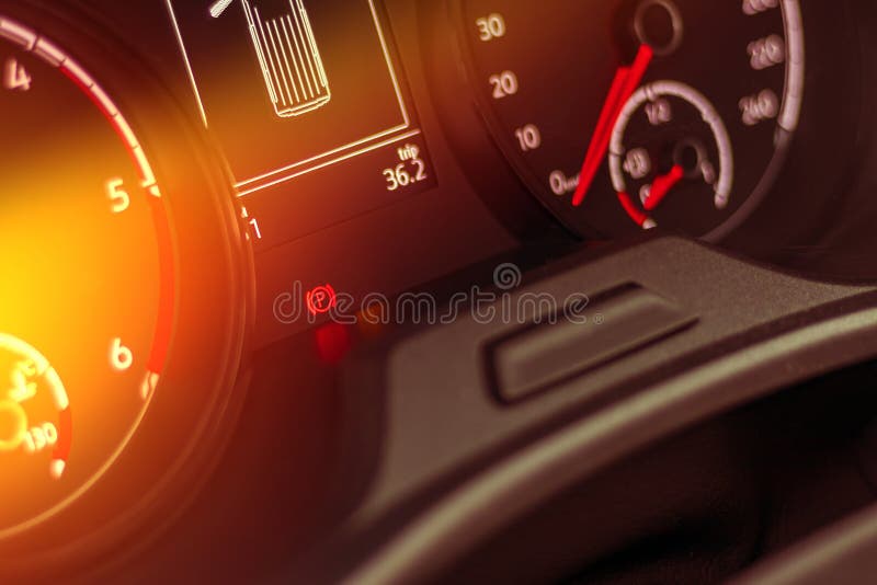 Natural Light. the Dashboard of the Car. the Engine Error Indicator ...