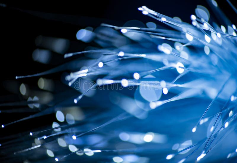 Soft Focus Optical Fiber Network Cable on Black Background Stock Image ...