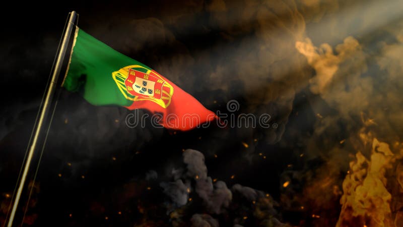 Bokeh Portugal Flag on Smoke with Sun Rays Backdrop - Problems Concept ...