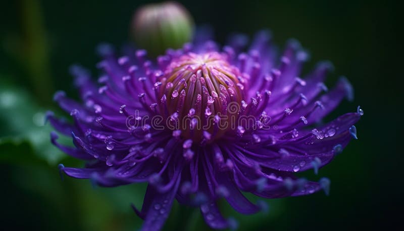 Soft Focus on Purple Daisy, Dew Drop, Beauty in Nature Generated by AI ...