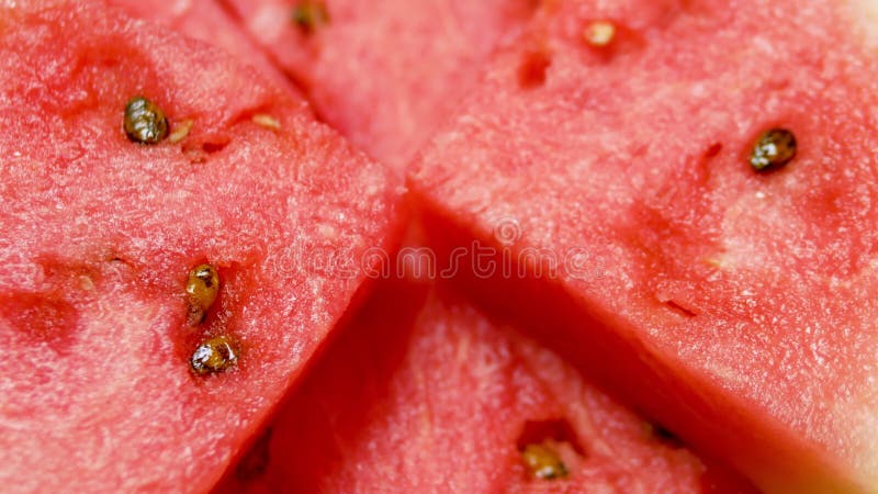Soft Focus Slices of Watermelon are Spinning on the Table Stock Footage ...