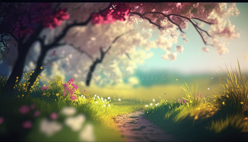 Soft-focus Spring Landscape Creates a Festive Wallpaper with a Dreamy ...