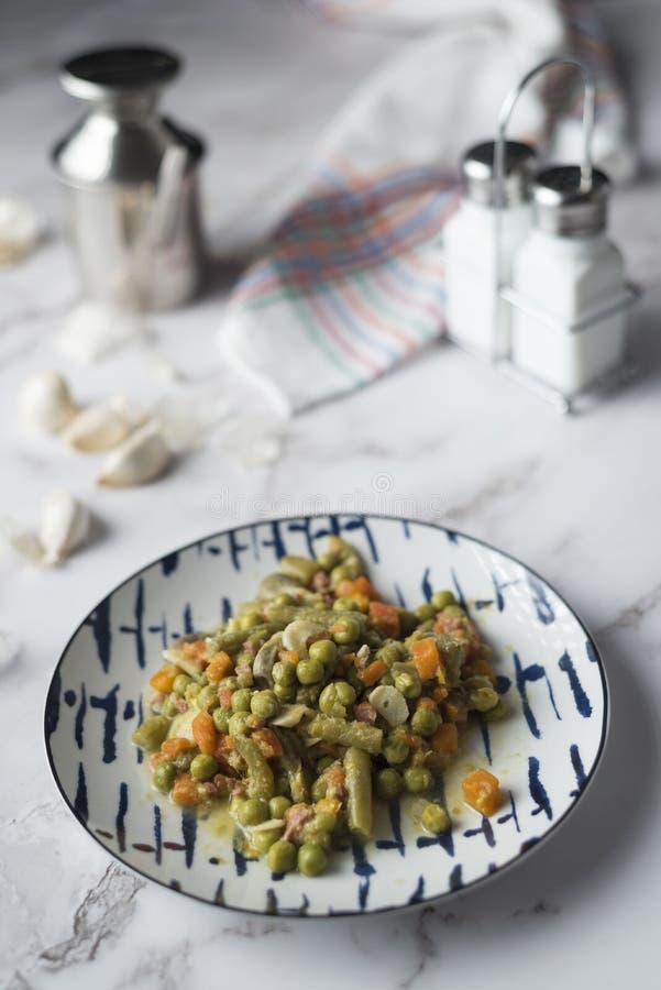 Soft Focus of a Steamed Vegetable Dish on a Ceramic Plate Stock Image ...