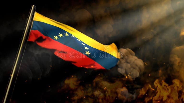 Soft Focus Venezuela Flag on Smoke with Sun Rays Backdrop - Problem Concept - Abstract 3D ...